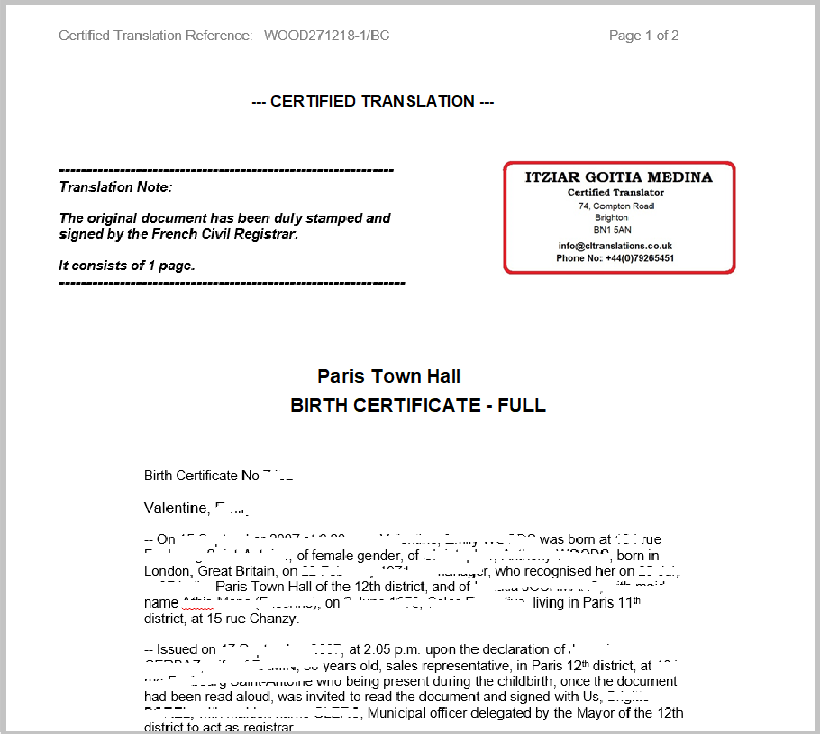Birth Certificate Certified Translation Spanish To English Certified 